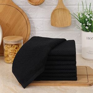 Homaxy 100% Cotton Dish Cloths, Pack of 8-12 x 12 Inches, Waffle Weave Super Soft and Absorbent Dish Towels Quick Drying Dishcloths, Black