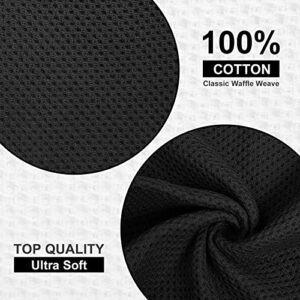 Homaxy 100% Cotton Dish Cloths, Pack of 8-12 x 12 Inches, Waffle Weave Super Soft and Absorbent Dish Towels Quick Drying Dishcloths, Black