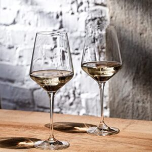 Krosno Large White Wine Glasses | Set of 6 | 13.2 oz | Avant-Garde Collection | Crystal Glass | Perfect for Home, Restaurants and Parties | Dishwasher Safe