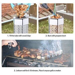 Smoke Tube for Pellets, YiiMO 12'' Pellet Smoker Up to 6Hrs of Cold Hot Smoking, Brush n Meat Sticks, Portable Hexagon Fits All Electric Gas Charcoal Grill Wood Billowing Smokers