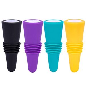 wine stoppers for wine bottles,feipuker colorful silicone + stainless steel wine stopper,wine outlet cap, bottle cover, beverage bottle stoppers (color 4)