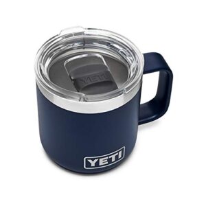 yeti rambler 10 oz stackable mug, vacuum insulated, stainless steel with magslider lid, navy