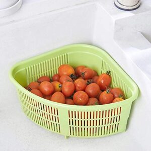 STRAW 1PC Triangle Kitchen Sink Fruit Washing Waste Draining Basket Plastic Storage Rack Multi Purpose Washing Bowl Sponge Drain Rack (Color : B)