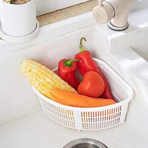 STRAW 1PC Triangle Kitchen Sink Fruit Washing Waste Draining Basket Plastic Storage Rack Multi Purpose Washing Bowl Sponge Drain Rack (Color : B)