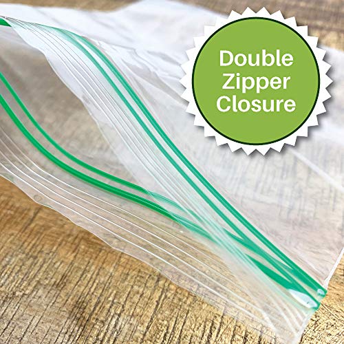 250 count - Gallon Double Zipper Reclosable Resealable Lock Seal Zip Bags, 2 mil, Food Safe, BPA Free, 10 9/16" X 10 3/4"