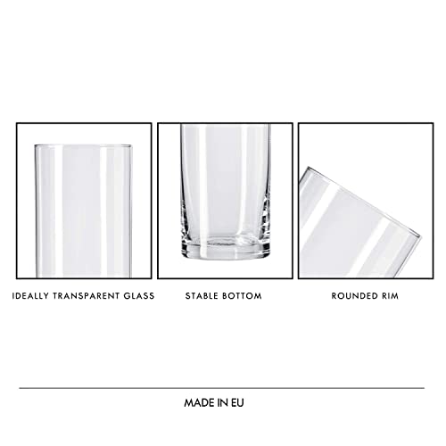 Krosno Tall Water Juice Beverage Drinking Highball Glasses | Set of 6 pieces | 6.8 oz | Pure Collection | Ideal for Home, Restaurant, Events & Parties | Dishwasher Safe