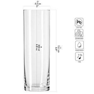 Krosno Tall Water Juice Beverage Drinking Highball Glasses | Set of 6 pieces | 6.8 oz | Pure Collection | Ideal for Home, Restaurant, Events & Parties | Dishwasher Safe