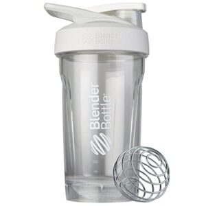 blenderbottle strada shaker cup perfect for protein shakes and pre workout, 24-ounce, white