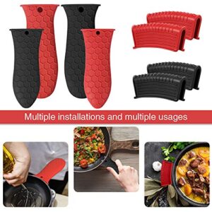 8 Pack Silicone Hot Handle Holder, Non-Slip Silicone Pot Holder Sleeve, Cast Iron Handle Covers, Assist Handle Holders Set, Heat Resistant Potholder Cookware Handle Cast Iron Skillet Handle Covers