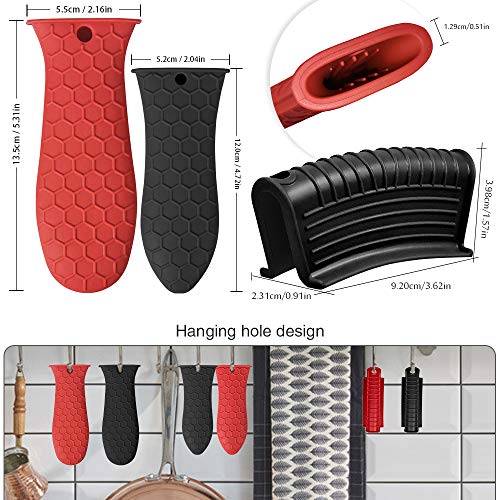 8 Pack Silicone Hot Handle Holder, Non-Slip Silicone Pot Holder Sleeve, Cast Iron Handle Covers, Assist Handle Holders Set, Heat Resistant Potholder Cookware Handle Cast Iron Skillet Handle Covers