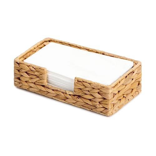 StorageWorks Water Hyacinth Napkin Holder, Wicker Baskets and Serving Tray for Kitchen, Rattan Napkin Holders for Tables, 9 ¾"L x 5"W x 2 ¾"H, 1 Pack