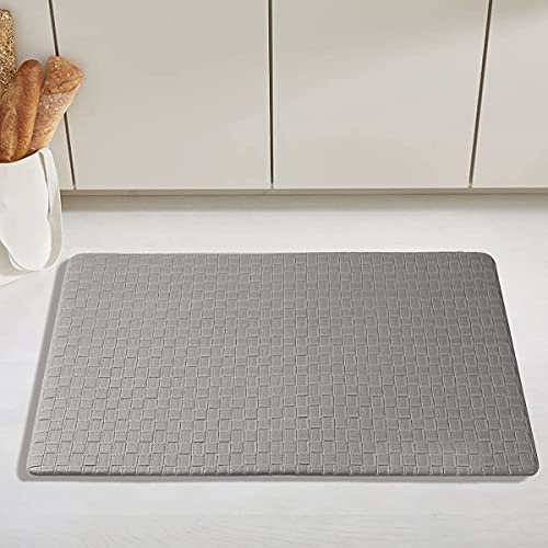 Asvin Premium Kitchen Mat Set, Anti Fatigue PVC Kitchen Floor Mat and Rug, 17"x30"+17"x47", Cushioned, Waterproof, Heavy Duty Kitchen Sink Mat for Home, Farmhouse, Indoor, Grey