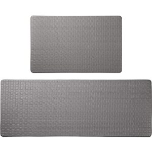 Asvin Premium Kitchen Mat Set, Anti Fatigue PVC Kitchen Floor Mat and Rug, 17"x30"+17"x47", Cushioned, Waterproof, Heavy Duty Kitchen Sink Mat for Home, Farmhouse, Indoor, Grey