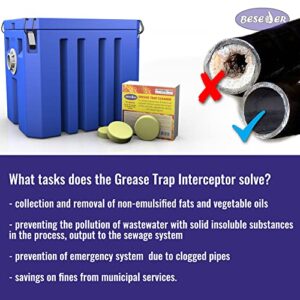 Commercial Grease Interceptor Trap 20 lb - Plastic Grease Trap Under Sink for Restaurant Cafe - Under Sink Grease Trap 10 GPM - Waste Water Oil-water Separator for Restaurant - Grease Trap plastic