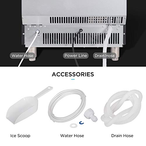 Northair Ice Machine 100LBS/24H Automatic Water Inlet Stainless Steel Commercial Ice Maker (100LB-PRO)