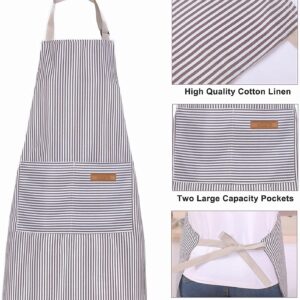 HiBaBy Apron, Adjustable 2 Pack Bib Aprons with 2 Pockets Cooking Kitchen Aprons for Men Women BBQ Outdoors Baking Crafting Drawing Chef Apron