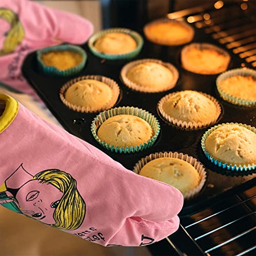 Miracu Oven Mitt, Funny Kitchen Cooking Oven Mitts - Pink Kitchen Accessories, Housewarming Gifts for Women, House Warming Gifts New Home House - Fun Birthday Baking Gifts for Women, Wife, Mom, Her