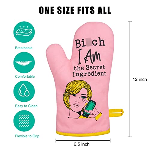 Miracu Oven Mitt, Funny Kitchen Cooking Oven Mitts - Pink Kitchen Accessories, Housewarming Gifts for Women, House Warming Gifts New Home House - Fun Birthday Baking Gifts for Women, Wife, Mom, Her