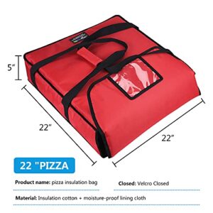 iceMi Pizza Bags for Delivery 22" X 22" X 5"Insulated Pizza Delivery Bag Moisture Free for Catering Food Delivery,Restaurant,Cookouts,Red