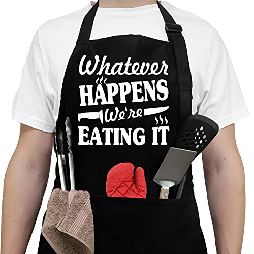 NewEleven Aprons For Men With Pockets - Birthday Gifts For Men, Dad, Husband, Grandpa, Uncle, Brother - Funny Apron For Dad, Husband, Grandpa, Uncle, Boyfriend - Cooking apron, Bbq apron, Grill Apron