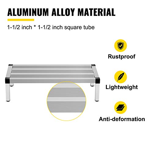 VEVOR Aluminum Dunnage Rack, 48'' x 14'' Commercial Floor Food Shelf, 8'' Off The Floor, 1000lbs Capacity Aluminum Storage Rack, Commercial Food Service Storage in Restaurant, Kitchens, Shops