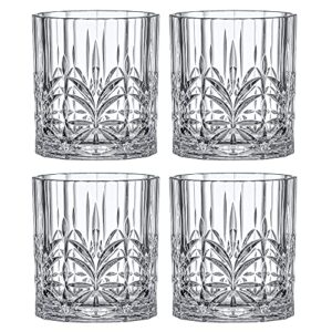 Amazing Abby - Whitney - 14-Ounce Plastic Whiskey Glasses (Set of 4), Plastic Wine Glasses, Reusable, BPA-Free, Shatter-Proof, Dishwasher-Safe, Perfect for Poolside, Outdoors, Camping, and More