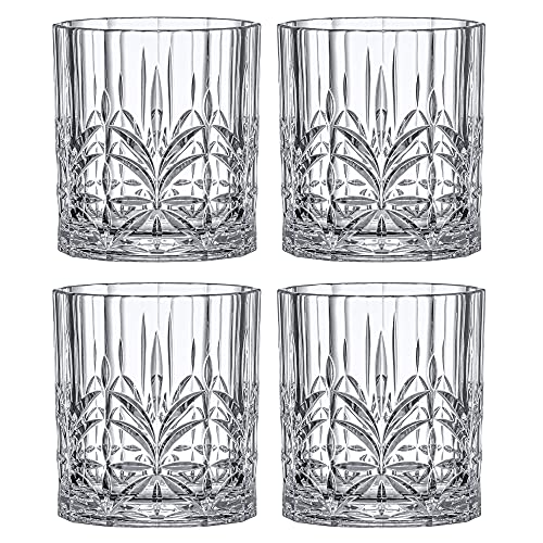 Amazing Abby - Whitney - 14-Ounce Plastic Whiskey Glasses (Set of 4), Plastic Wine Glasses, Reusable, BPA-Free, Shatter-Proof, Dishwasher-Safe, Perfect for Poolside, Outdoors, Camping, and More