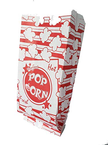 Concession Essentials Popcorn Bags-500 Popcorn Bags, 1 oz. (Pack of 500) Includes One Wooden Popcorn Scoop.