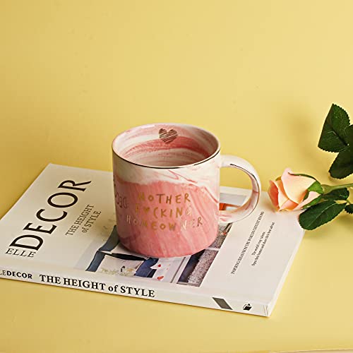 Hendson Housewarming Gifts for Women - First Home House Gifts For New Home Owner - Funny First Time House Warming Gift Ideas - Mother Homeowner - Pink Marble Mug Presents, 11.5oz Coffee Cup