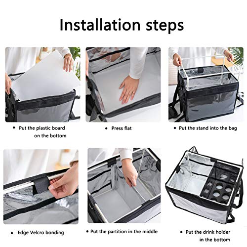 Nesthao Updated Professional Insulated Food Delivery Bag with Support Frame and Plastic Bottom Plate,Grocery Delivery Bag for Catering,Restaurants,Delivery Drivers, Uber Eats,Doordash and more