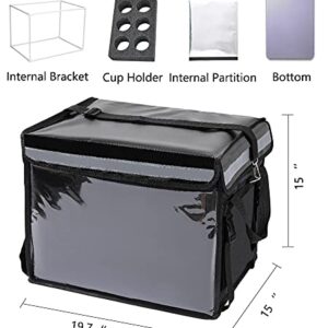 Nesthao Updated Professional Insulated Food Delivery Bag with Support Frame and Plastic Bottom Plate,Grocery Delivery Bag for Catering,Restaurants,Delivery Drivers, Uber Eats,Doordash and more