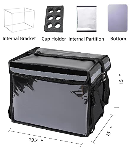 Nesthao Updated Professional Insulated Food Delivery Bag with Support Frame and Plastic Bottom Plate,Grocery Delivery Bag for Catering,Restaurants,Delivery Drivers, Uber Eats,Doordash and more