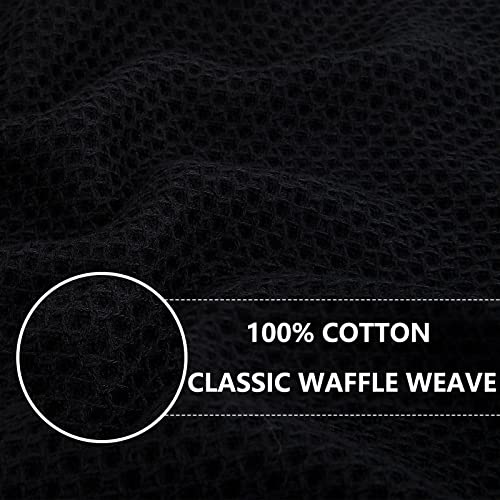 Homaxy 100% Cotton Waffle Weave Stripe Dish Cloths, 12 x 12 Inches, Super Soft and Absorbent Dish Towels Quick Drying Dish Rags, 6-Pack, White & Black