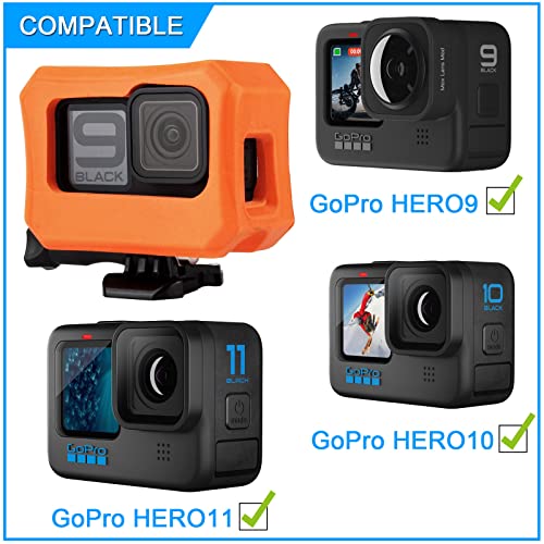 Floaty Case for GoPro HERO9 Black,Elastic Plastics Floating Accessories for Snorkeling,Surfing, Wakeboarding and More, Protective housing for GoPro9 with Screw