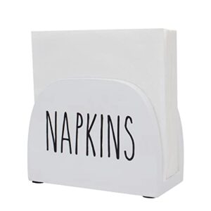 karisky farmhouse napkin holder for tables, vintage rustic wood freestanding tissue dispenser with non-slip pads for kitchen, dining decor, 6 x 4 inch, white