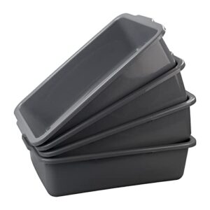 gloreen 4 packs large bus tub tote box, 35 l, gray dish pan basin