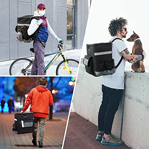 Thermal Food Delivery Backpack w/Cup Holders Insulated Pizza Delivery Bag Mesh Pocket and Receipt Window Waterproof Cooler Bag for Outdoors,Doordash, Uber, Postmates, Instacart