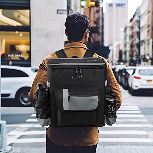 Thermal Food Delivery Backpack w/Cup Holders Insulated Pizza Delivery Bag Mesh Pocket and Receipt Window Waterproof Cooler Bag for Outdoors,Doordash, Uber, Postmates, Instacart