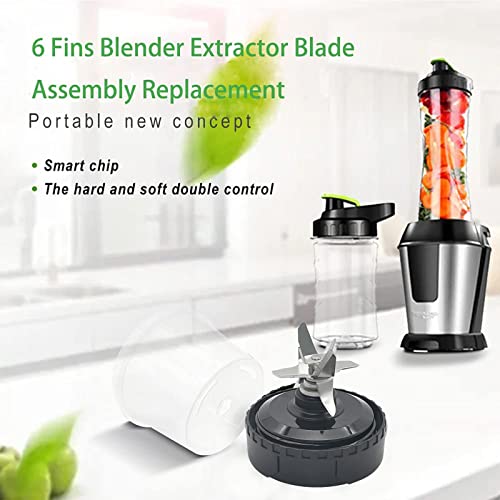 6 Fins Blender Extractor Blade Assembly Fits Ninja 16oz Cup Replacement Compatible with Nurti Ninja BL660 BL663 BL663CO BL665Q BL770 BL770A BL740 BL771 BL771C BL772 BL773CO BL780 BL740