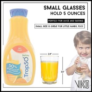 Vikko 5 Ounce Juice Glasses, Heavy Base SMALL Glassware for Drinking Orange Juice, Water, Perfect Cup for Children, Tasting, and Small Portions, Old Fashioned, Set of 6 Crystal Clear Glass Tumblers