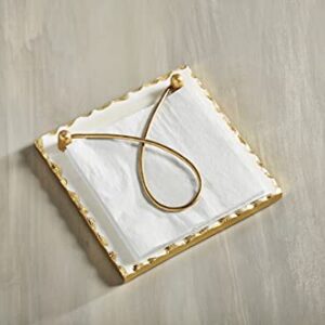 Mud Pie Gold Edge Napkin Holder, 8" x 8"