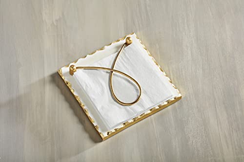 Mud Pie Gold Edge Napkin Holder, 8" x 8"