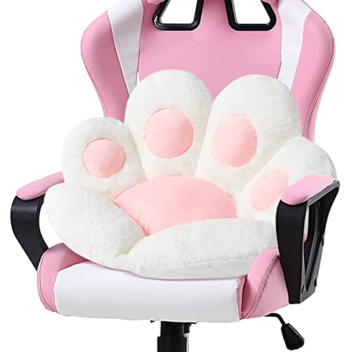 Ditucu Cat Paw Cushion Kawaii Chair Cushions 27.5 x 23.6 inch Cute Stuff Seat Pad Comfy Lazy Sofa Office Floor Pillow for Gaming Chairs Room Decor White