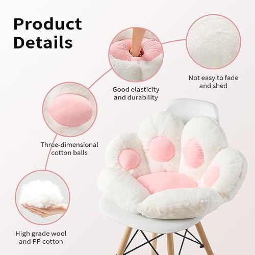 Ditucu Cat Paw Cushion Kawaii Chair Cushions 27.5 x 23.6 inch Cute Stuff Seat Pad Comfy Lazy Sofa Office Floor Pillow for Gaming Chairs Room Decor White