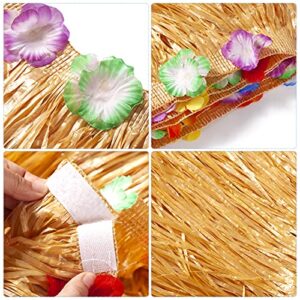 Hawaiian Luau Party Decorations, Tropical Party Decoration Set, Hawaiian Luau Grass Table Skirt with Palm Leaves Luau Flowers for Beach Summer BBQ Tikki Bar Hawaiian Theme Party