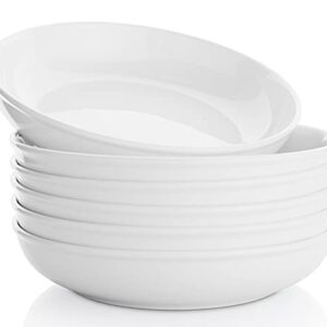 Samsle 30 Oz Pasta Bowls, White large Ceramic Salad, Soup, Dinner Bowls Plates, Bowl Set of 6, Oven, Microwave, Dishwasher Safe