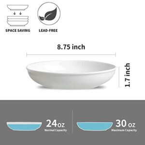 Samsle 30 Oz Pasta Bowls, White large Ceramic Salad, Soup, Dinner Bowls Plates, Bowl Set of 6, Oven, Microwave, Dishwasher Safe