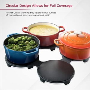 HotMat Classic Food Warmer Tray - Foldable with Silicone and Adjustable Temperature - Circular Compact Warming Plate for Home Dinners, Parties and Buffets - Red, 4-Dish