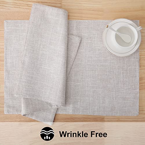 homing Neutral Beige Cloth Placemats Set of 6 – Cotton Linen Blend Washable Farmhouse Dining Table Mats for Indoors & Outdoors, Easy to Clean, 13 x 19 Inch