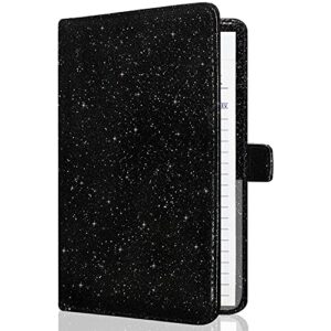 server books for waitress - leather waiter book server wallet cute waitress book&waitstaff organizer, waitress book with money pocket&magnetic closure fit server apron, glitter black